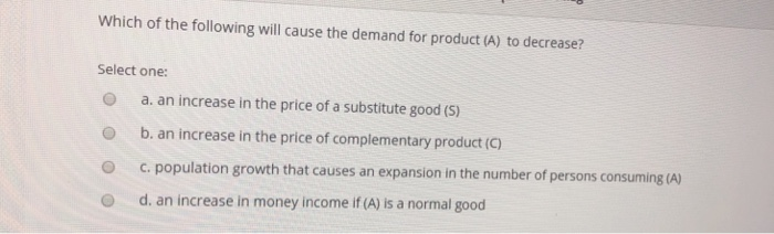 Solved Which of the following will cause the demand for | Chegg.com
