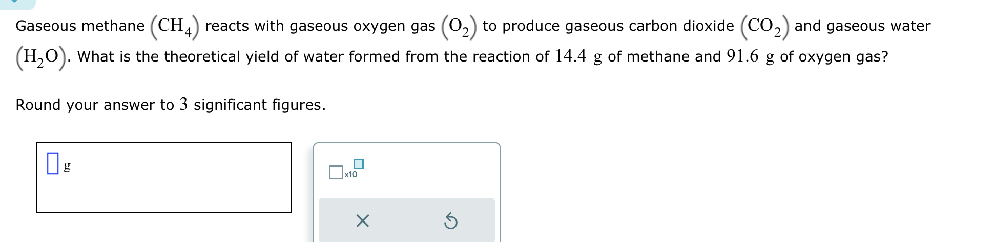 Solved Gaseous methane (CH4) ﻿reacts with gaseous oxygen gas | Chegg.com