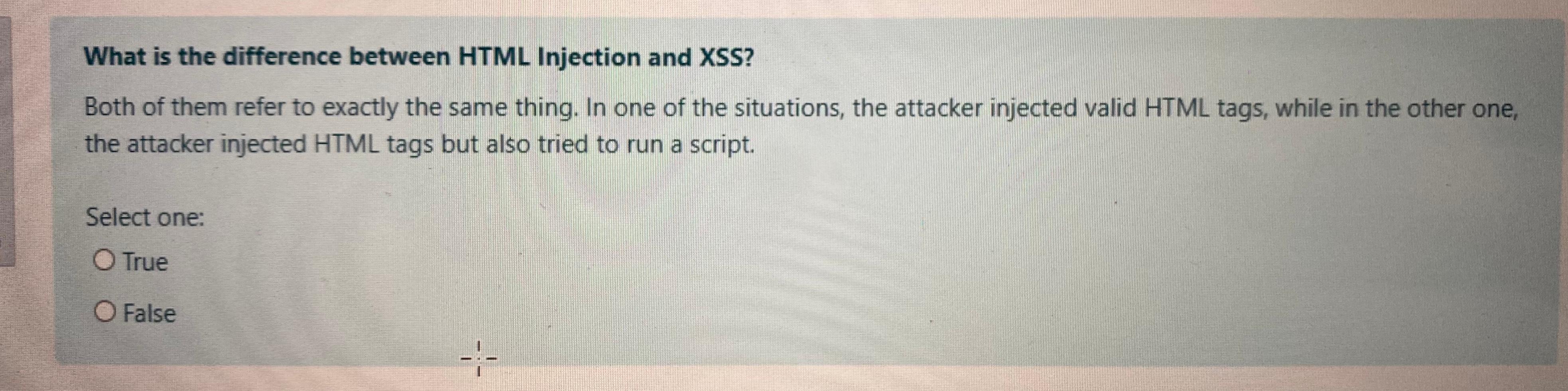 Solved What is the difference between HTML Injection and | Chegg.com