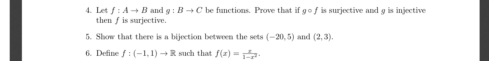 Solved 4. Let f : A + B and g:B+C be functions. Prove that | Chegg.com