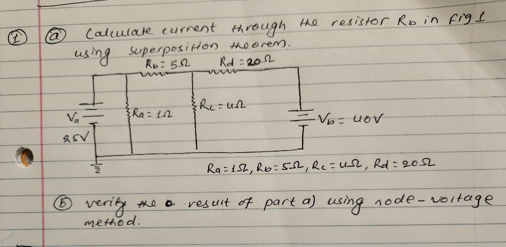 Solved (a) Calculate current through the resistor Rb in fig | Chegg.com