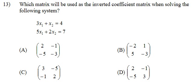 Solved Which matrix will be used as the inverted coefficient | Chegg.com