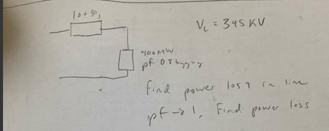 Solved a) Find the real power lost in the line b) By adding | Chegg.com