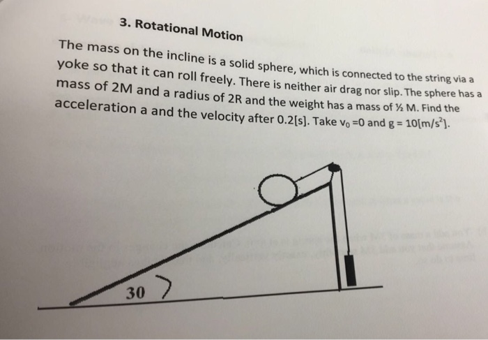 Solved 3. Rotational Motion The mass on the incline is a | Chegg.com