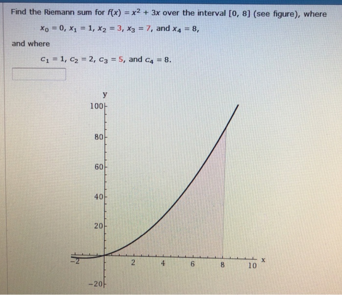 Solved Find the Riemann sum for fx)x2+ 3x over the interval | Chegg.com