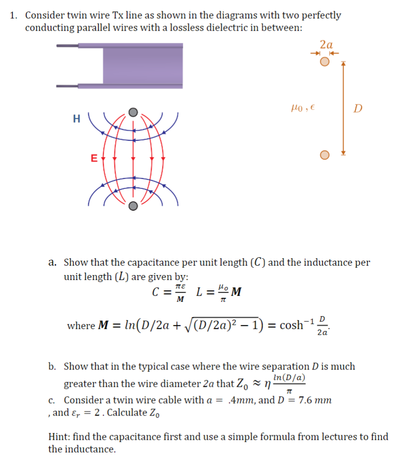 Solved Consider twin wire Tx line as shown in the diagrams | Chegg.com