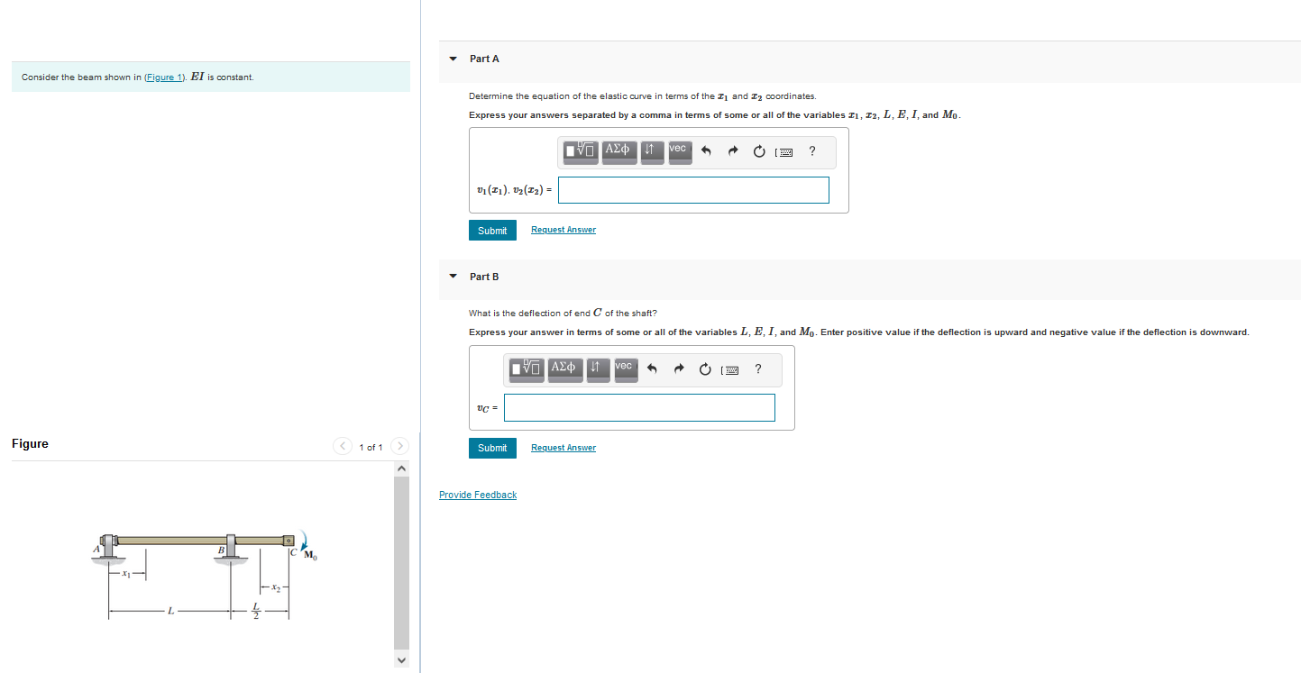 Solved Consider the beam shown in (Figure 1). EI is constant | Chegg.com