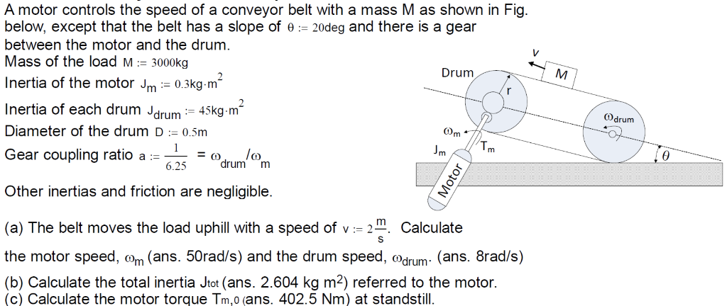 A motor controls the speed of a conveyor belt with a | Chegg.com
