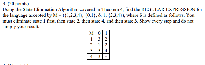 Solved 3 20 Points Using The State Elimination Algorithm