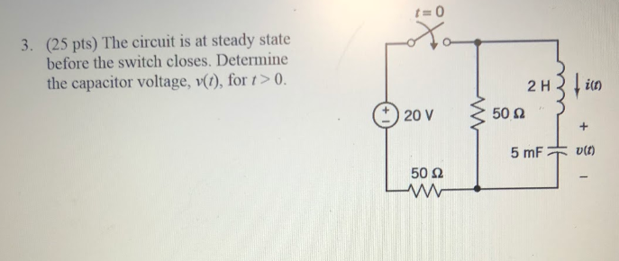 Solved 3. The circuit is at steady state before the switch | Chegg.com
