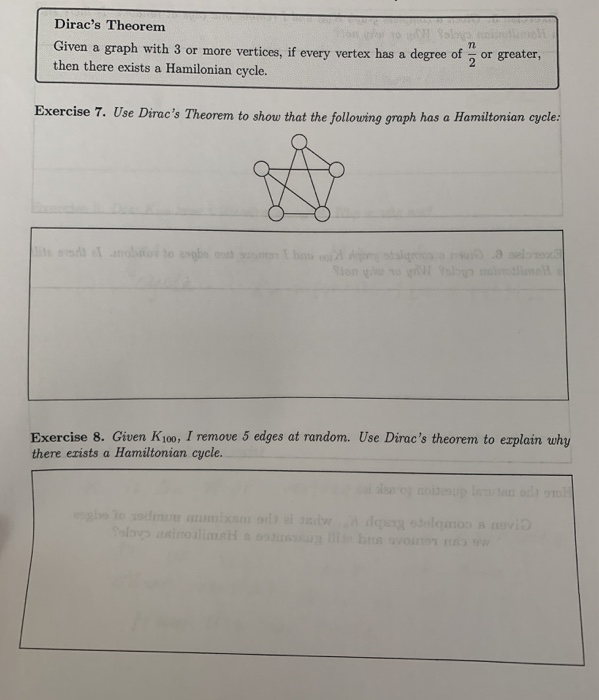 Solved Dirac's Theorem Given a graph with 3 or more | Chegg.com