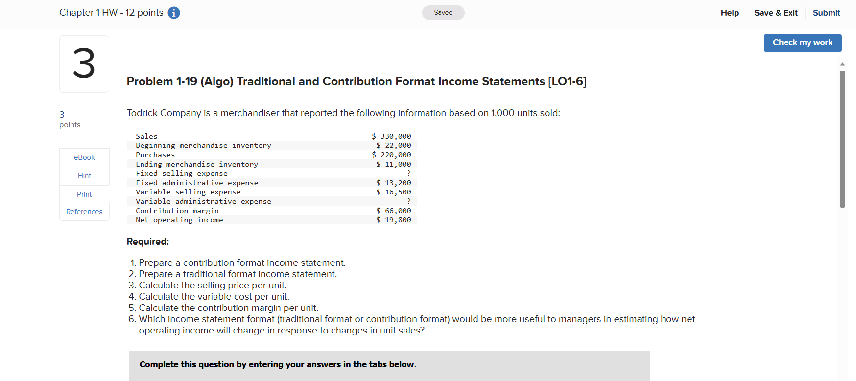 Solved Prepare a contribution format income | Chegg.com