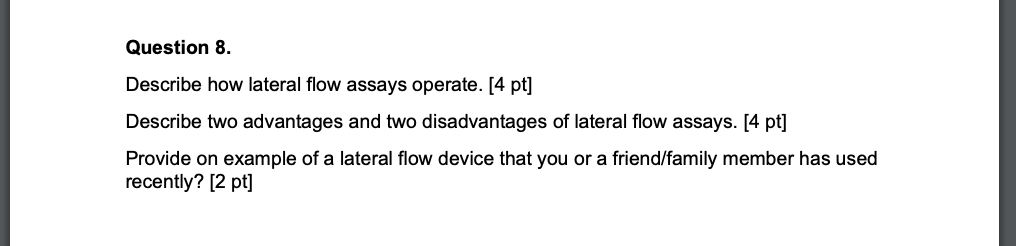 Solved Question 8. Describe how lateral flow assays operate. | Chegg.com Solved Question 8. Describe how lateral flow assays operate. | Chegg.com