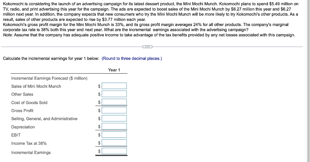 Solved Kokomochi is considering the launch of an advertising | Chegg.com