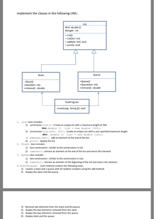 Solved Implement the classes in the following UML: elist: | Chegg.com