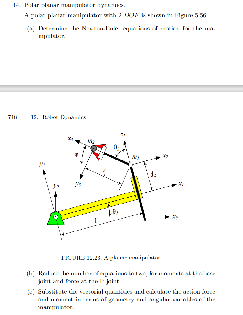 Solved 14. Polar planar manipulator dynamics. A polar planar | Chegg.com