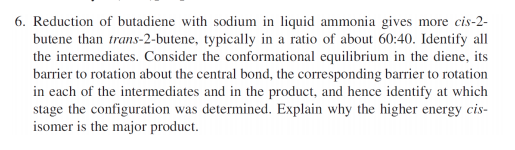 Solved 6. Reduction of butadiene with sodium in liquid | Chegg.com