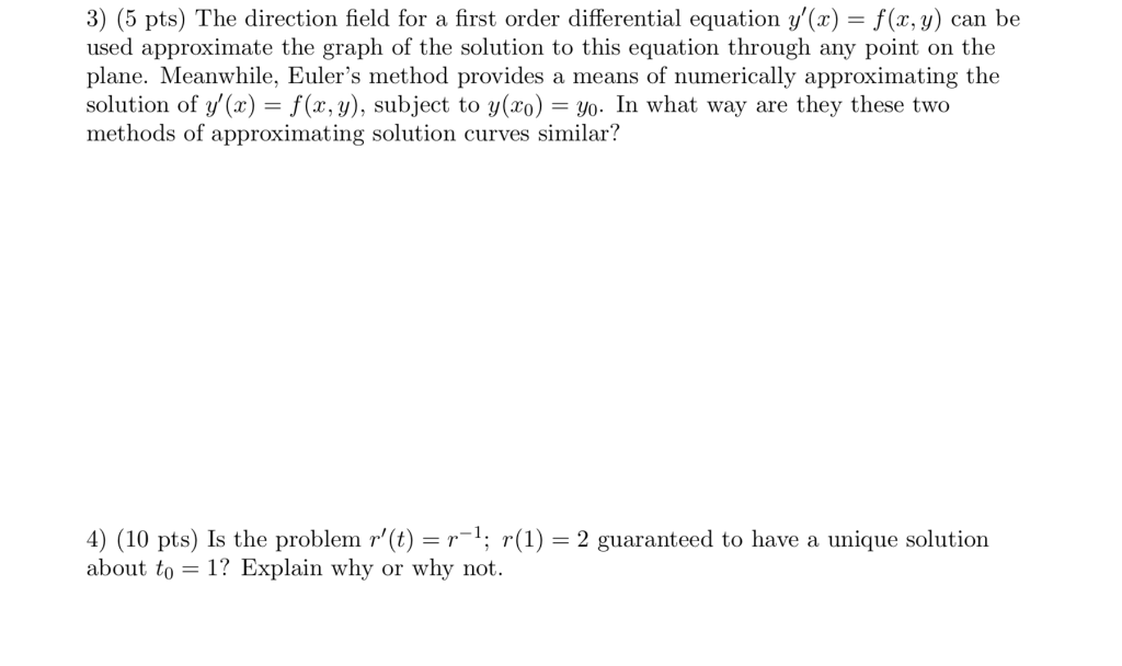 Solved 3) (5 pts) The direction field for a first order | Chegg.com
