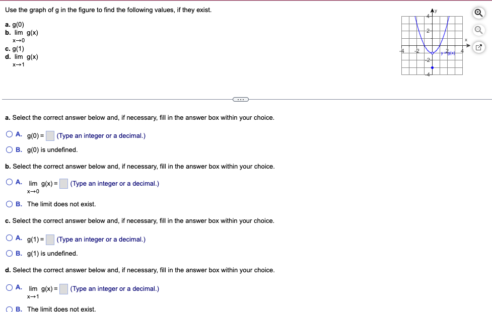 Solved Use the graph of g in the figure to find the | Chegg.com