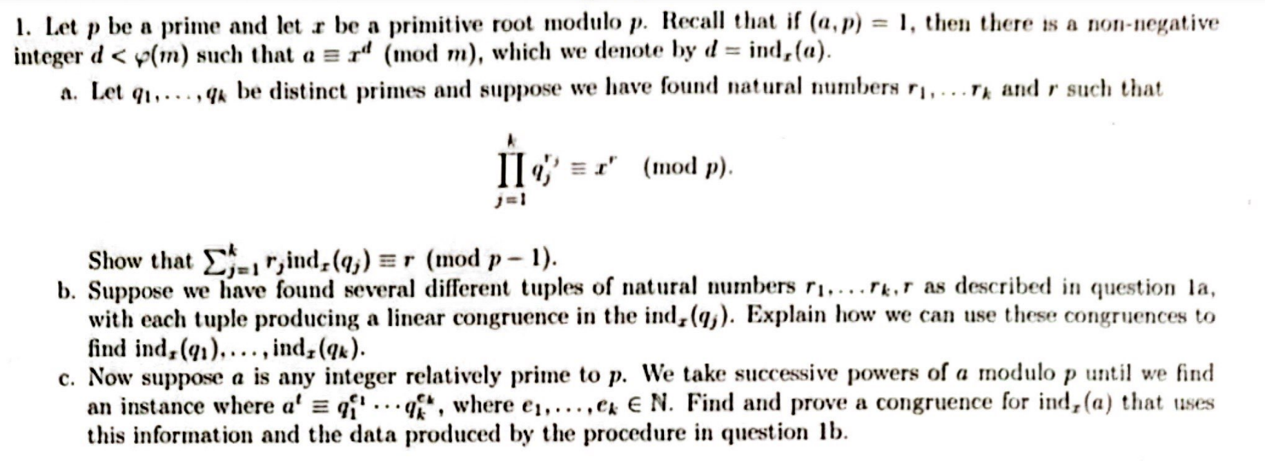 Solved 1. Let p be a prime and let x be a primitive root | Chegg.com