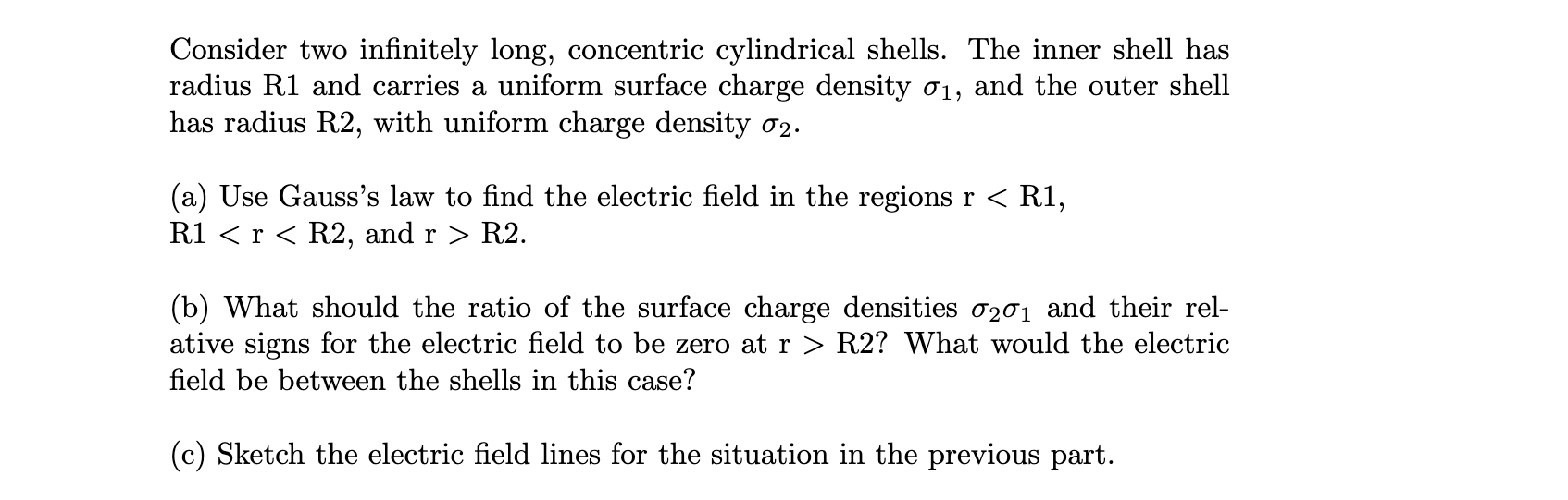 Solved Consider two infinitely long, concentric cylindrical | Chegg.com