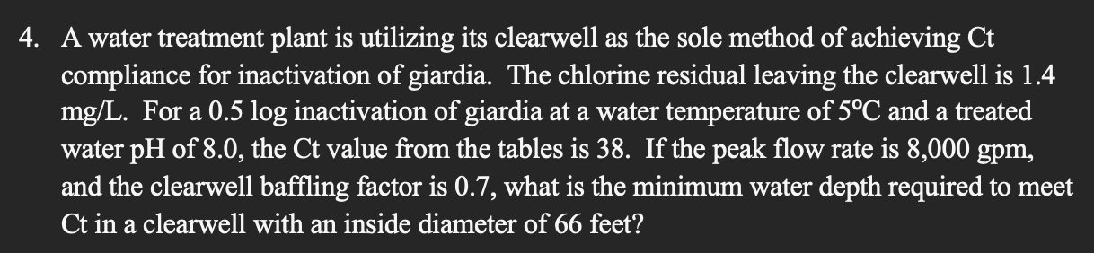 [Solved]: A water treatment plant is utilizing its clearwel