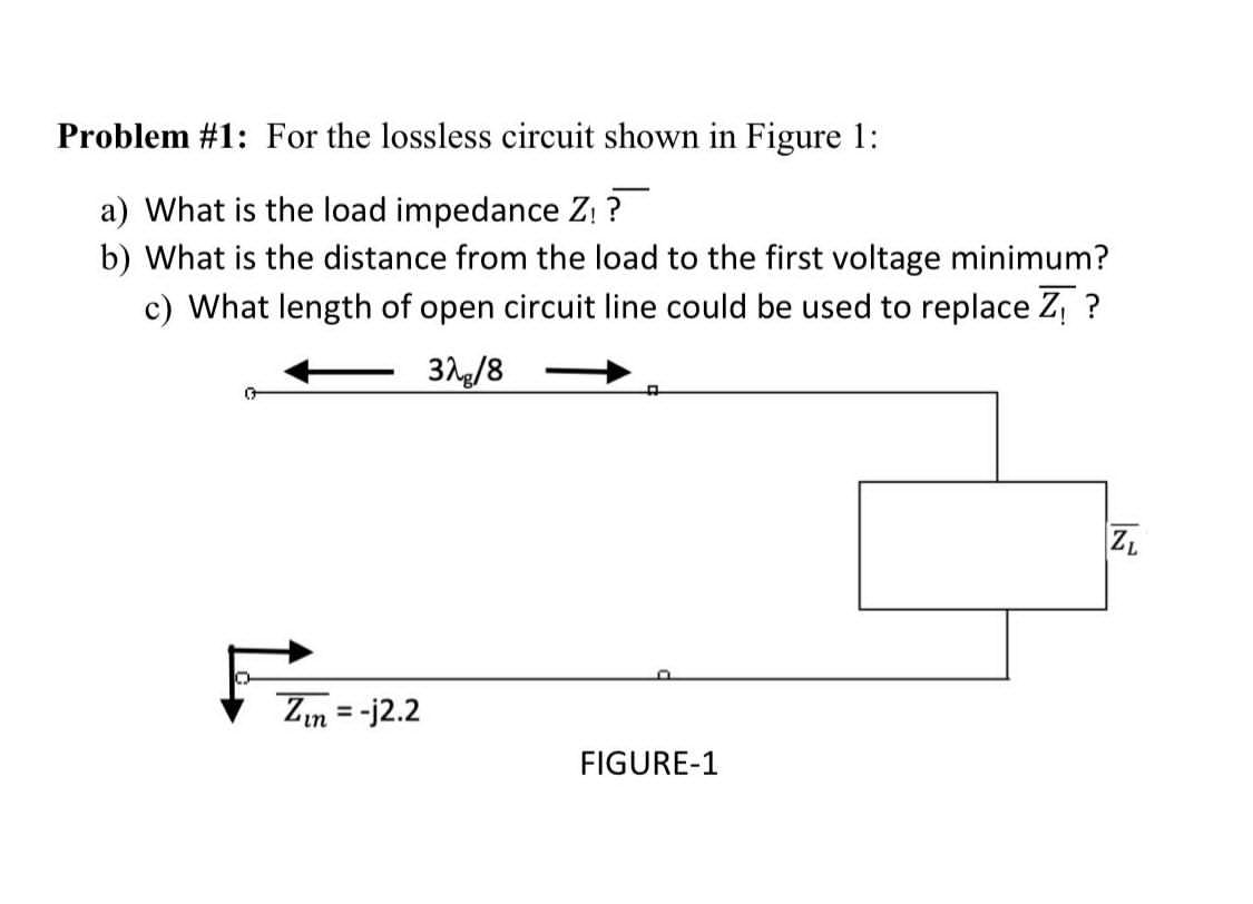 Solved Problem 1 For The Lossless Circuit Shown In Figure