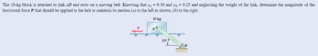 Solved The 10-kg block is attached to link AB and rests on a | Chegg.com