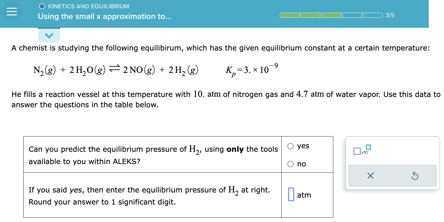 Solved KINETICS AND EQUILIBRIUM Using the small x | Chegg.com