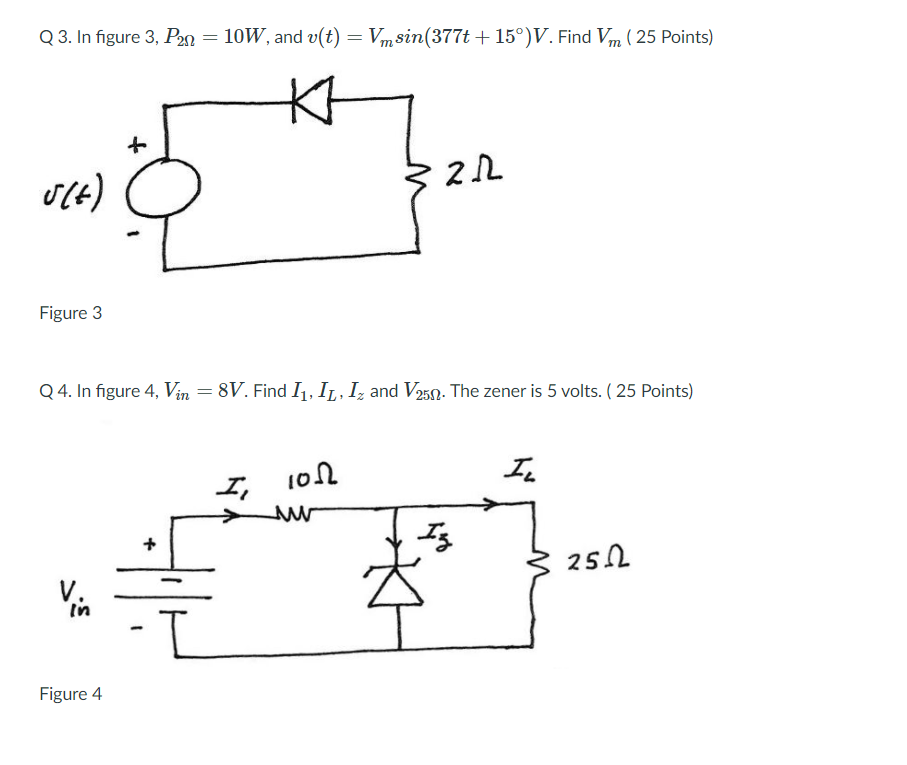 Solved Q3. In figure 3, P22 = 10W, and v(t) = Vmsin(377t | Chegg.com