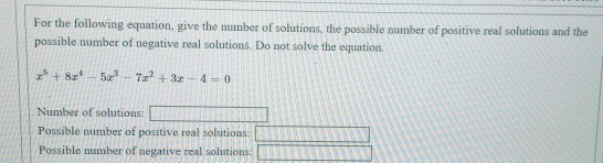 Solved For the following equation. give the number of | Chegg.com