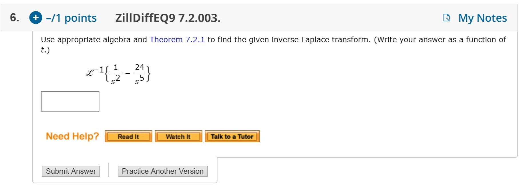 Solved 6. + -/1 points ZillDiffeQ9 7.2.003. My Notes Use | Chegg.com