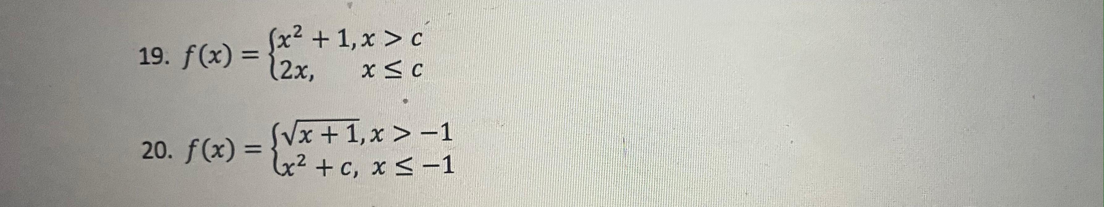 Solved In the following exercises, determine the value of 𝑐 | Chegg.com
