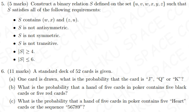 Solved 5. (5 marks) Construct a binary relation S defined on | Chegg.com