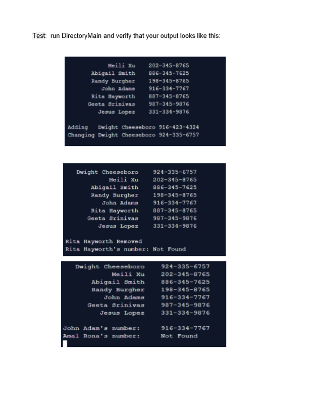 Solved Phone Directory You will implement a phone directory | Chegg.com