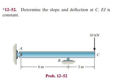Solved *12-52. Determine the slope and deflection at C. El | Chegg.com