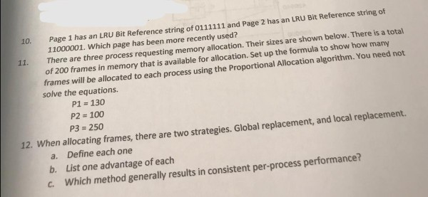 Solved Page 1 has an LRU Bit Reference string of 0111111 and | Chegg.com