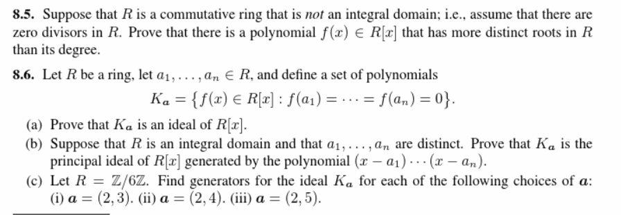 Solved 8.5. Suppose that R is a commutative ring that is not | Chegg.com
