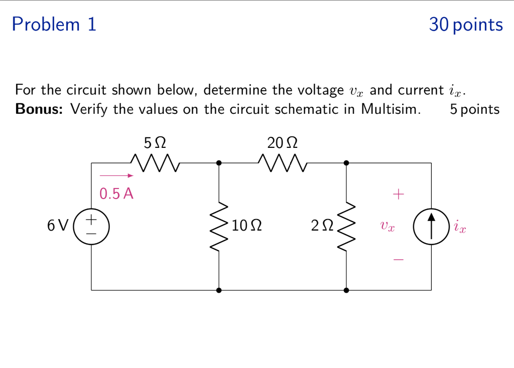 Solved For The Circuit Shown Below Determine The Voltage Vx