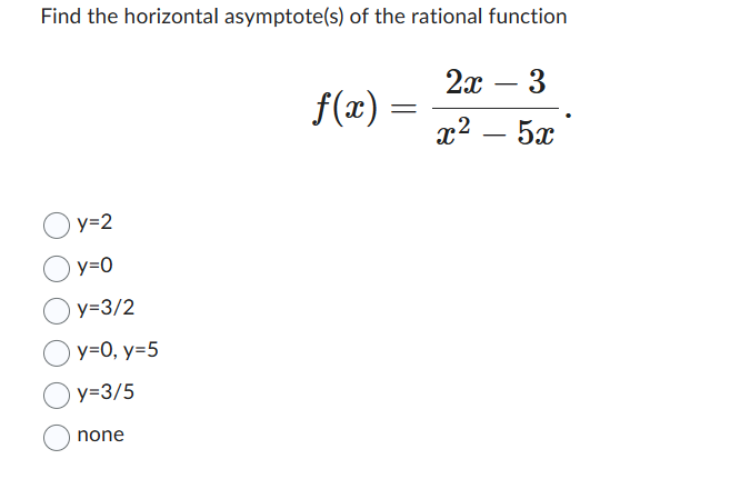 Solved Find the horizontal asymptote(s) ﻿of the rational | Chegg.com