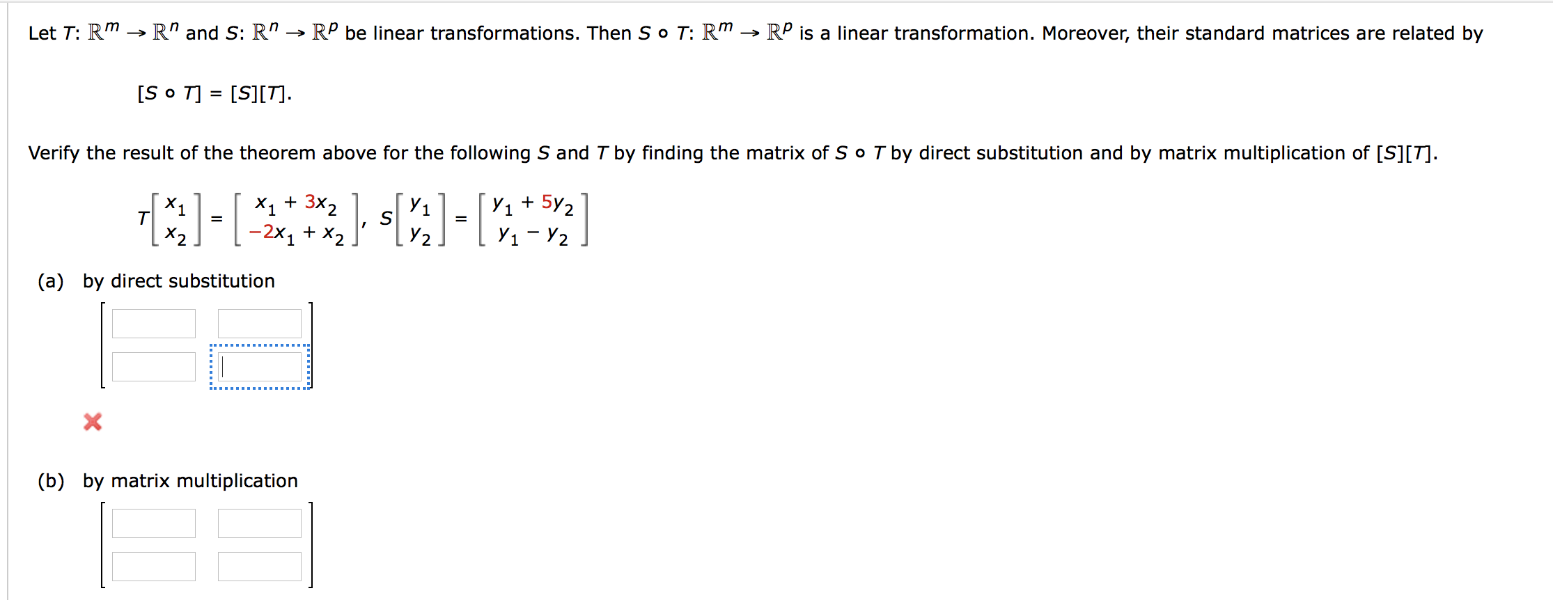 Solved Define linear transformations S: R2 - M22 and 7: R2 → | Chegg.com