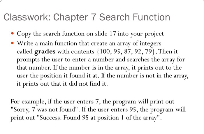 Solved Classwork: Chapter 7 Sort Function void sort (double | Chegg.com