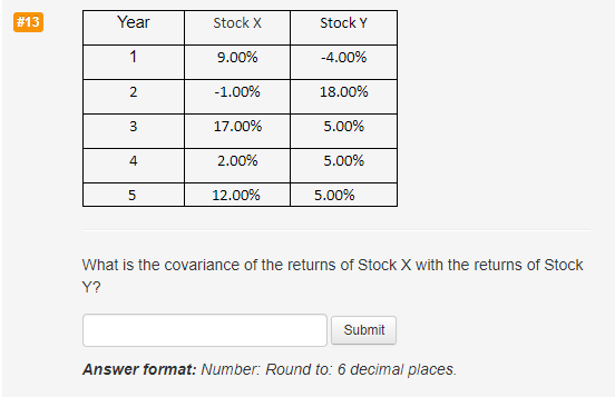Solved What is the covariance of the returns of Stock X with | Chegg.com