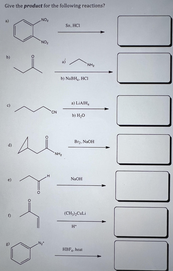 Solved Give the product for the following reactions? a) | Chegg.com