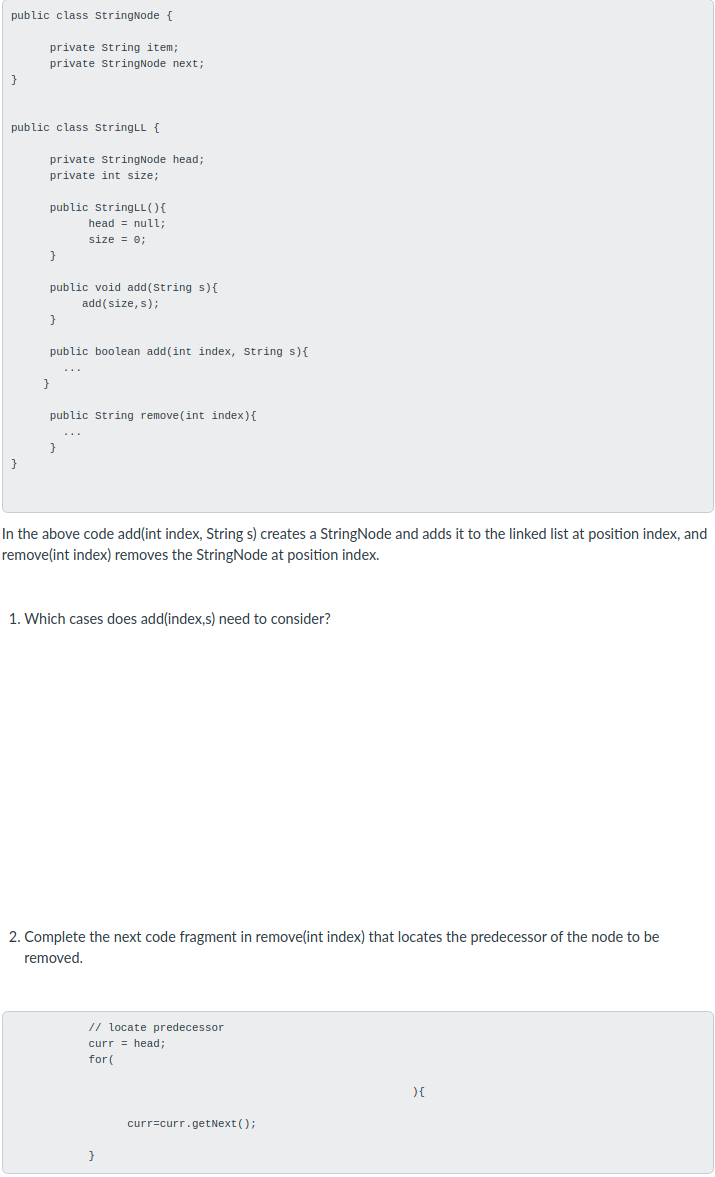 Solved public class StringNode { private String item; | Chegg.com