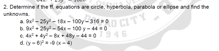 Solved 2. Determine if the ff. equations are circle, | Chegg.com