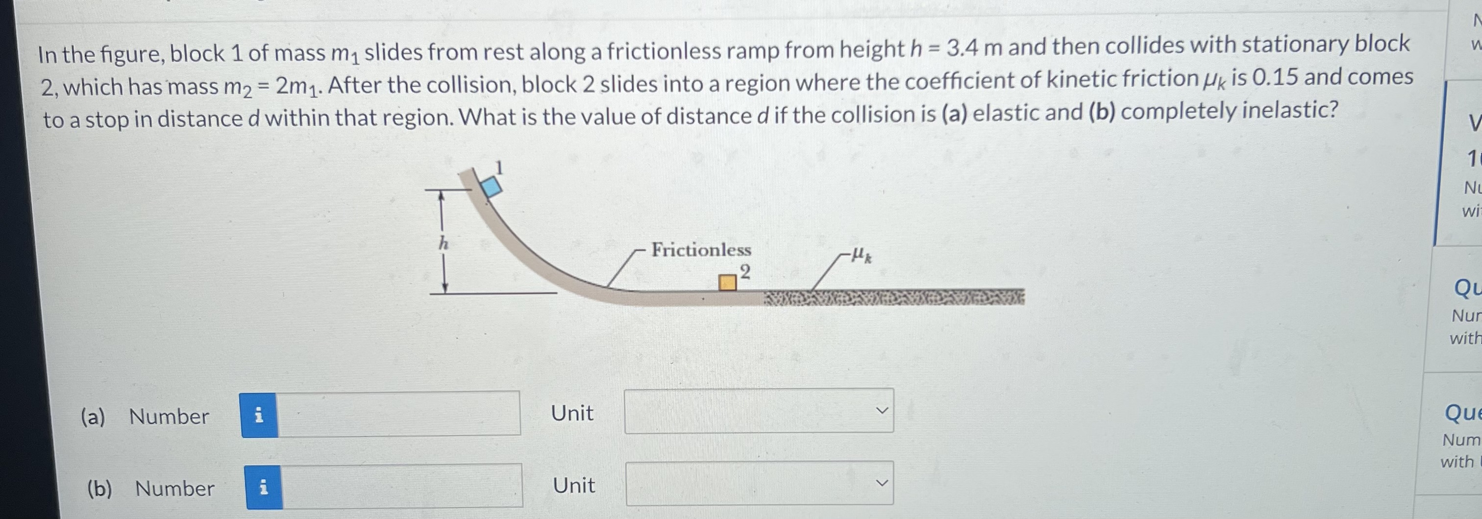 Solved In the figure, block 1 of mass m1 slides from rest | Chegg.com