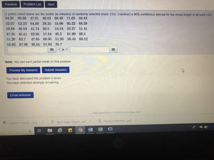 Solved PreviousProblem List Next (1 point Listed below are | Chegg.com