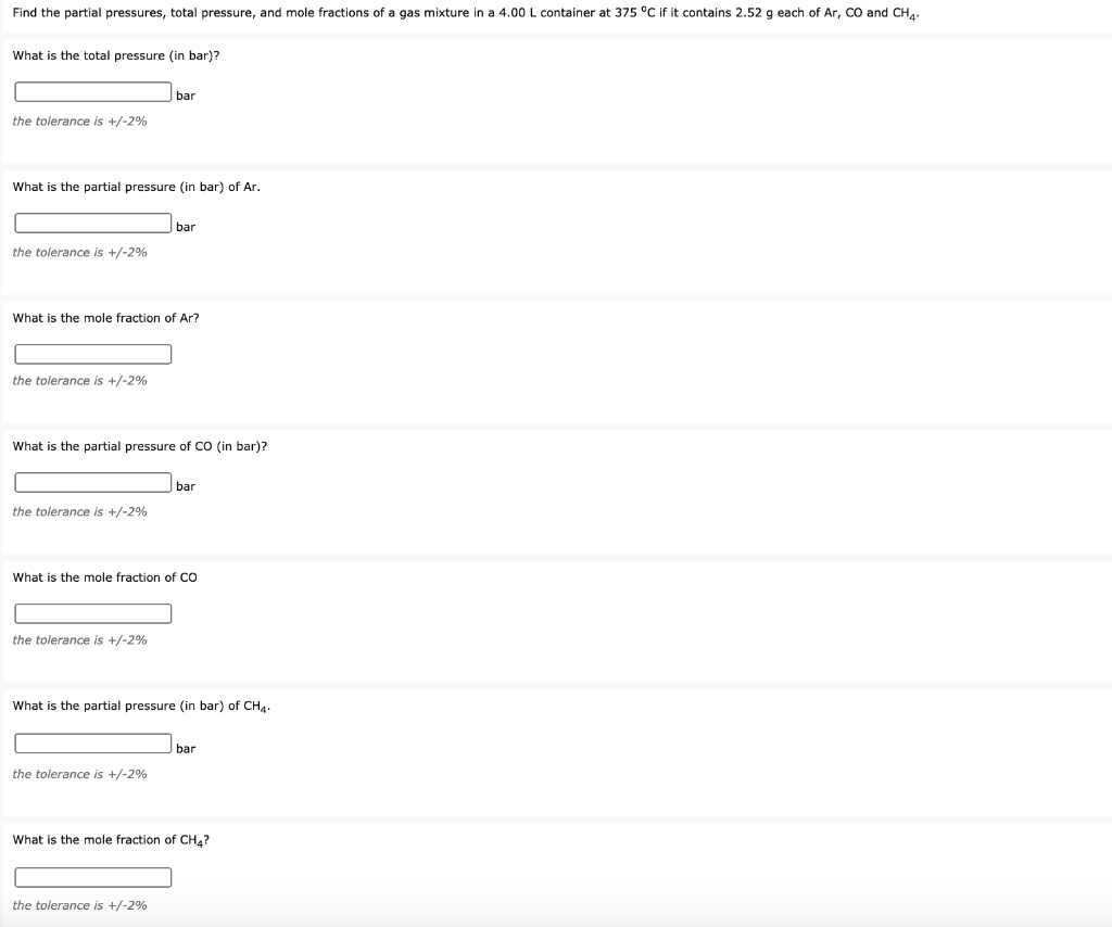 Solved Find the partial pressures, total pressure, and mole | Chegg.com