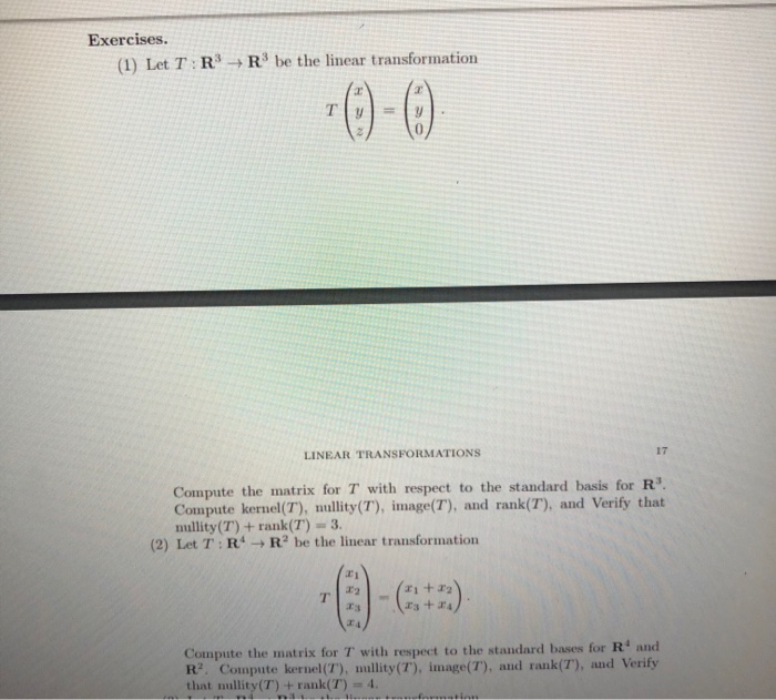 Solved Exercises. (1) Let T R3 R3 be the linear | Chegg.com